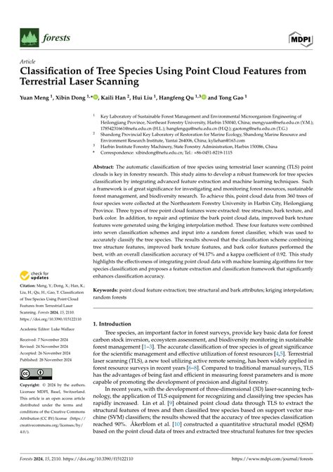 Pdf Classification Of Tree Species Using Point Cloud Features From Terrestrial Laser Scanning