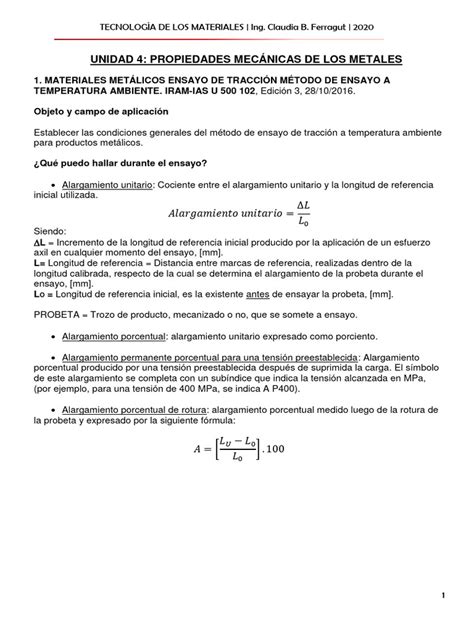 Unidad 4 Propiedades Mecánicas De Los Metales Pdf Fluencia