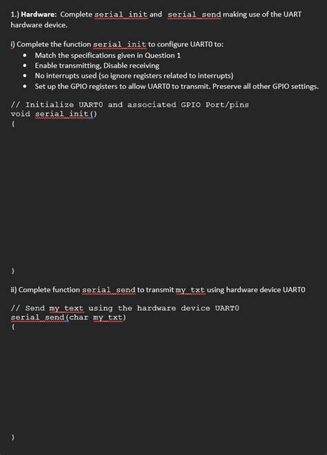 Solved 1 Hardware Complete Serial Init And Serial Send
