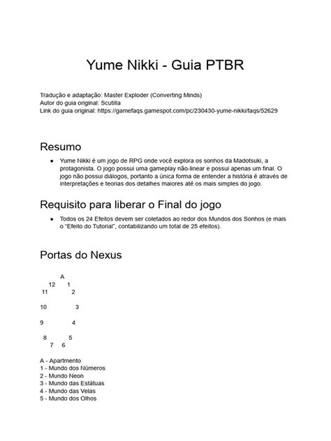 Yume Nikki Guia Ptbr Pdf