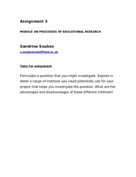 Doc Assignment 3 Edd Module On Processes Of Educational Research