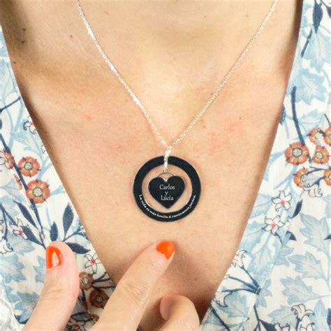 Colgante Disco Y Corazón De Plata Personalizado Calledelregaloes