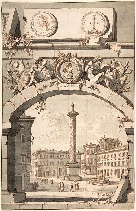 View Of The Column Of Marcus Aurelius Drawing By Jan Goeree Fine Art