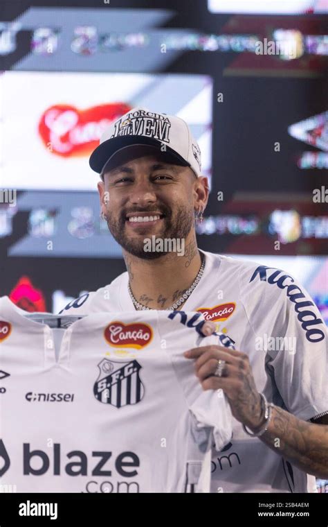 Santos Brazil January 31 Neymar Jr Smiles During A Press