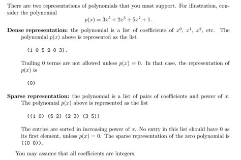 Solved There Are Two Representations Of Polynomials That You