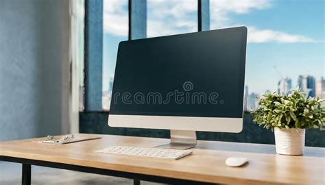 3d Minimal Desktop With Blank Screen Mockup Empty Screen For Text And