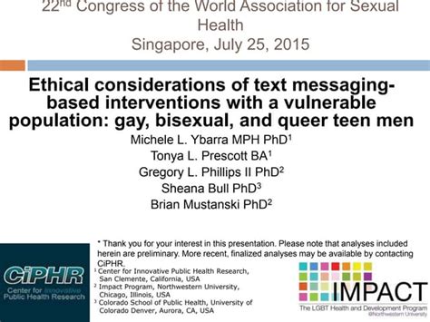Ethical Considerations Of Text Messaging Based Interventions With A Vulnerable Population Gay