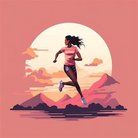 Premium Photo Woman Girl Athlete Runner Flat Design Vector Illustration