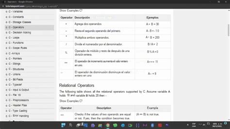 Operadores En C Tabla 1 Pdf