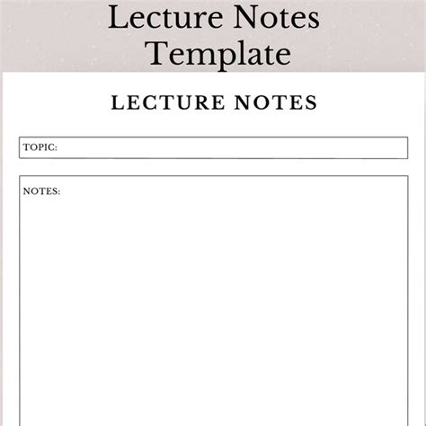 Lecture Notes Template Etsy