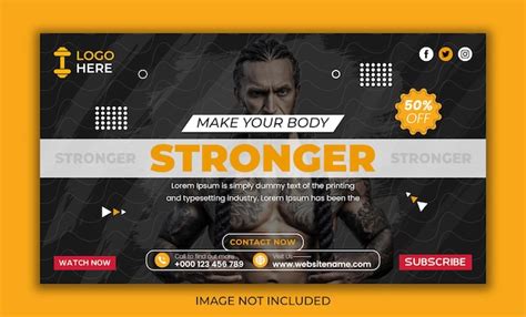 Premium Vector Fitness Gym Training Class Thumbnail Design Video