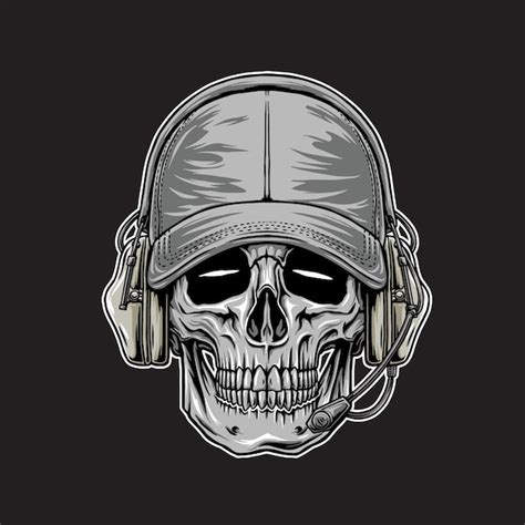 Premium Vector Tactical Head Skull Vector In The Dark Beground