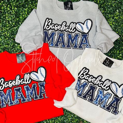Baseball Mama Chenille Sequin Patch Game Day Iron On Etsy