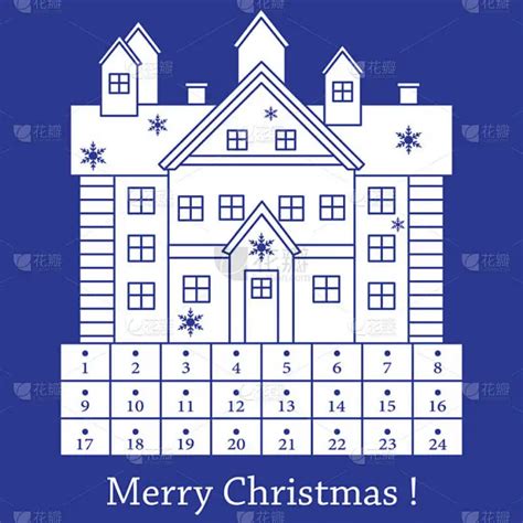 可爱的矢量图： 圣诞节来临日历 花瓣网