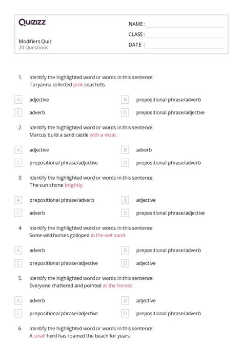 50 Misplaced And Dangling Modifiers Worksheets For 5th Year On Quizizz