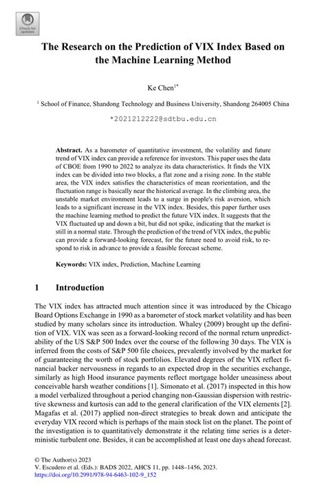 Pdf The Research On The Prediction Of Vix Index Based On The Machine Learning Method