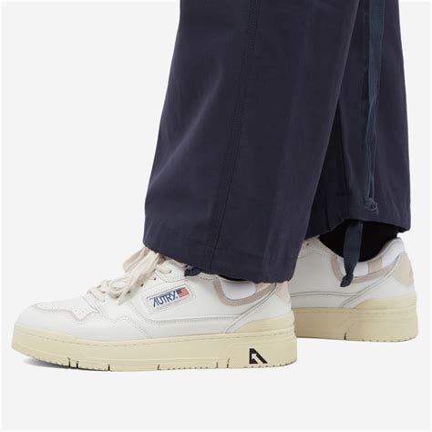 Autry Mens Clc Low Leather Sneakers In White Autry