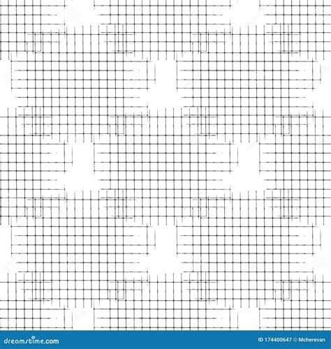 Vector Seamless Pattern With Irregular Abstract Linear Grid Graphical Hand Drawn Background