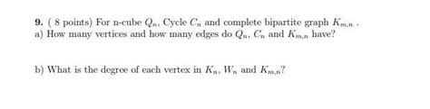 Solved For N Cube Qn Cycle Cn And Complete Bipartite Graph Chegg