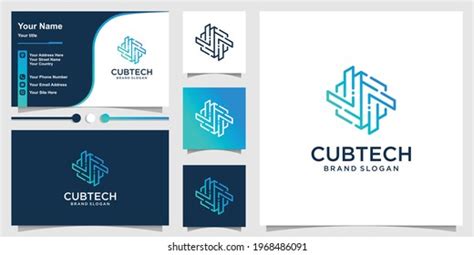 Cube Logo Template Line Art Technology Stock Vector Royalty Free
