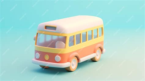 Premium Photo A Tiny 3d Pastel Bus That Embodies Cuteness And Charm A