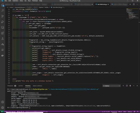 Accessing The Windows Certificate Store Using Python Darrenjrobinson