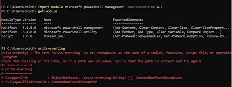 Import Microsoftpowershellmanagement Version 31 Does Not Allow Use Of Write Eventlog · Issue