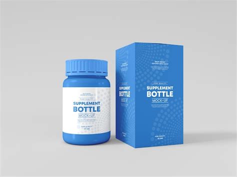 Premium Psd Plastic Supplement Bottle With Box Mockup