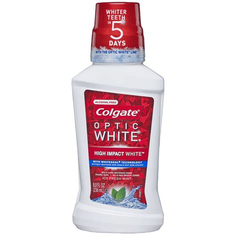 Colgate Optic White Mouthwash Icy Fresh Mint 8 Oz Alcohol Free Oral