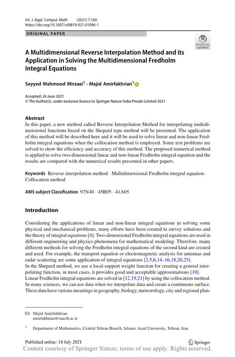 Pdf A Multidimensional Reverse Interpolation Method And Its