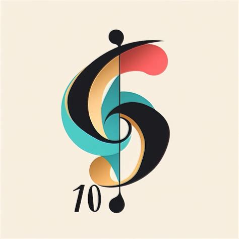 Abstract Colorful Music Note In The Shape Of A Number Six Premium Ai