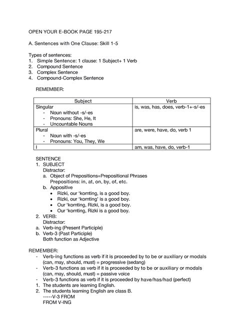structure and written expression sentences with single clause skill 1