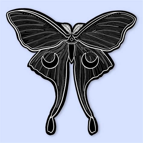 Black And White Luna Moth Sticker Etsy