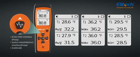 Elitech Hvac Dual Digital Thermocouple Temperature Thermometer With 2 Elitech Technology Inc