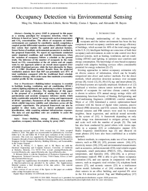 Pdf Occupancy Detection Via Environmental Sensing