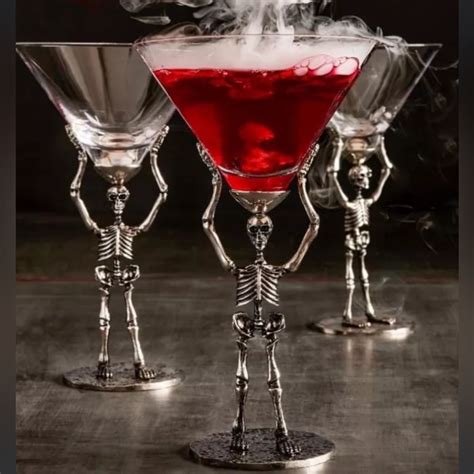 Skeleton Martini Glass Set Of 2 New In Box Glass Pottery Barn