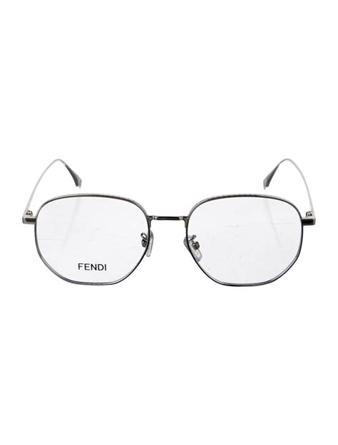 Fendi Zucca Ff Logo Round Eyeglasses Metallic Eyeglasses Accessories