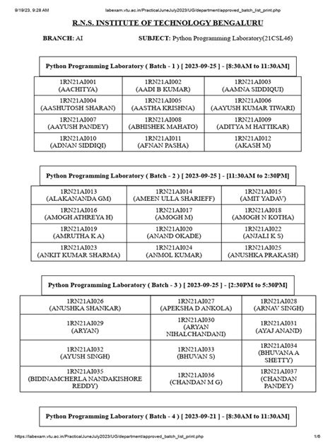 21csl46 Approved Batch List Pdf
