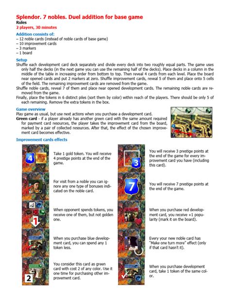 Splendor Duel Rules Overview Pdf Consumer Goods Sports