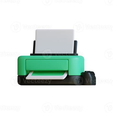 Green Printer Machine For Printing Documents Paper Images 3d