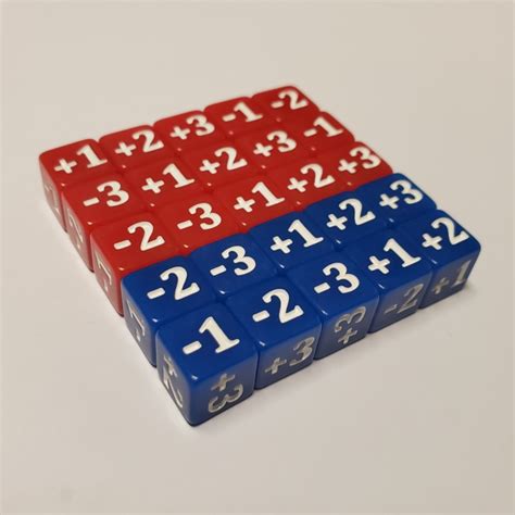 Minimalist Stats Modifier 25x 10mm Dice Set Blue And Red Rook Robot