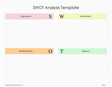 Modern Square Grid Swot Analysis Template Wordlayouts