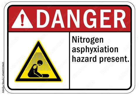Nitrogen Warning Chemical Sign And Labels Nitrogen Asphyxiation Hazard