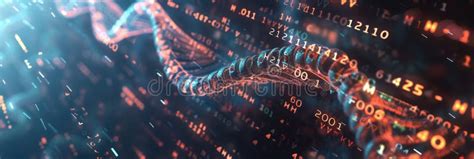 A D Representation Showcases A Vibrant DNA Strand Combined With Data Streams And Binary Code