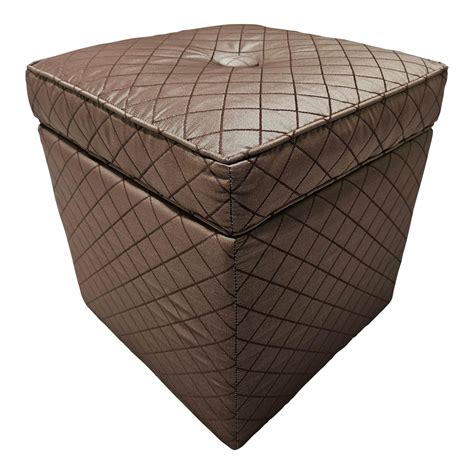 Ethan Allen Cube Footstool Ottoman Hassock Storage Trunk Custom Fabric