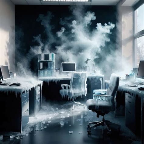 Premium Photo Office Business Stuck Interior Frozen And Covered With Ice
