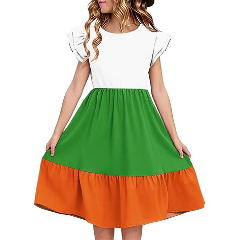 10 11 Years Tween Girls Summer Dress Ruffle Sleeve A Line Casual Party