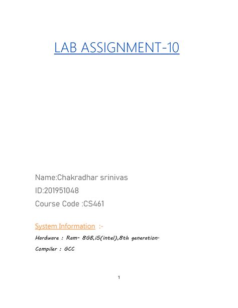 2019 51048 Labassignment 10cs461 Lab Assignment Namechakradhar