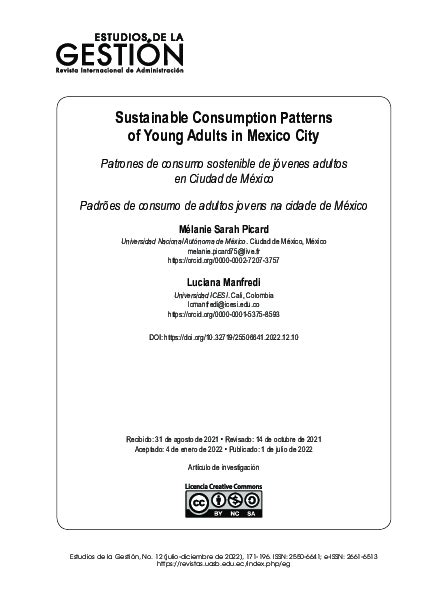 Pdf Sustainable Consumption Patterns Of Young Adults In Mexico City