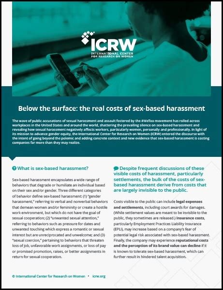 Below The Surface The Real Costs Of Sex Based Harassment Icrw